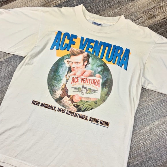 Gildan | Shirts | Vintage Ace Ventura Shirt Size Large White 9s Movie ...